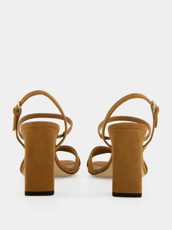 JIMMY CHOO Elsy Block Heel 85 Sandals - Toffee