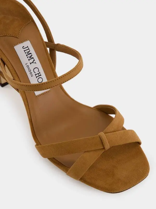 JIMMY CHOO Elsy Block Heel 85 Sandals - Toffee