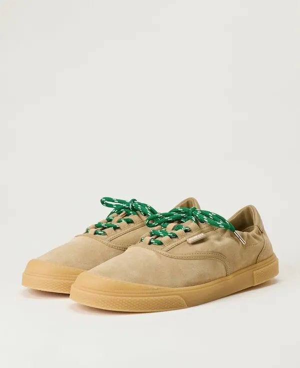 Moncler Round Toe Lace-up Sneakers - Beige