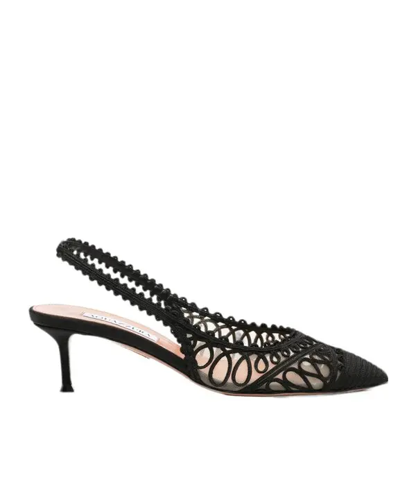 AQUAZZURA Kahlo Embroidered Mesh Pumps