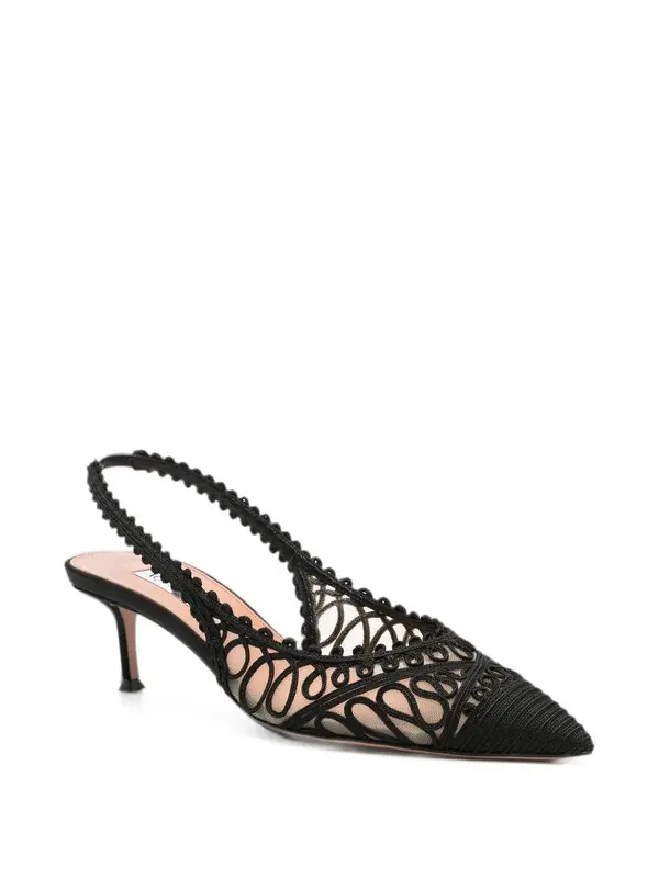 AQUAZZURA Kahlo Embroidered Mesh Pumps