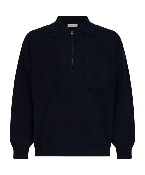 ROBERTO COLLINA Half Zip Polo Sweater - Black