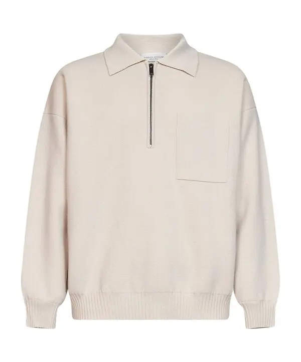 ROBERTO COLLINA Zip Polo Knitted Sweater - White