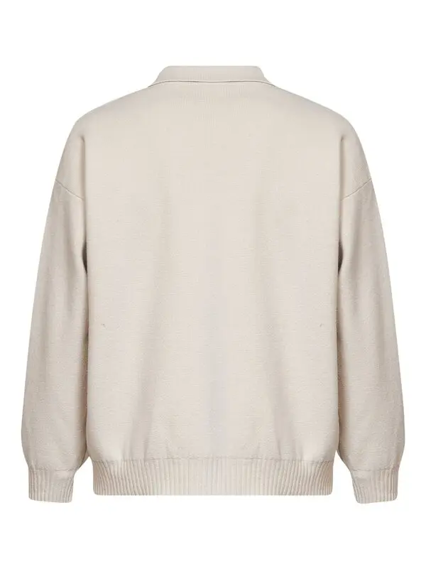 ROBERTO COLLINA Zip Polo Knitted Sweater - White