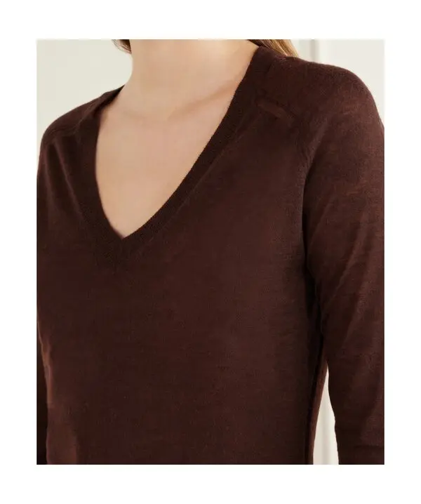 JOSEPH V-neck Sweater - Dark Brown