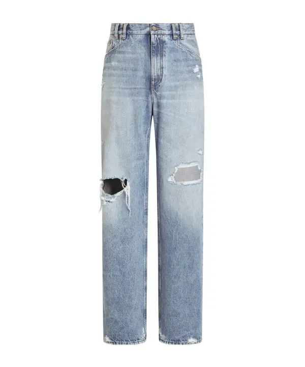 Dolce & Gabbana Dolce Gabbana Distressed Straight-leg Jeans - Multicolor