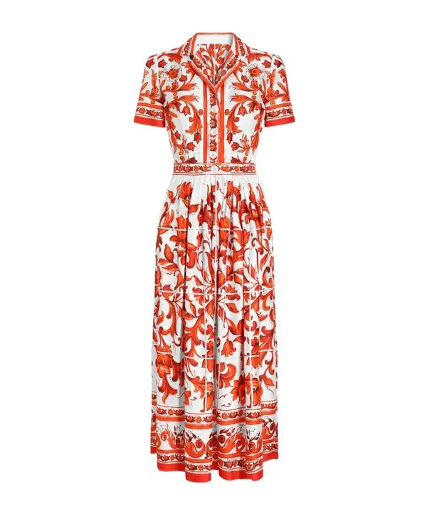 Dolce & Gabbana Majolica-print Twill Dress - Red