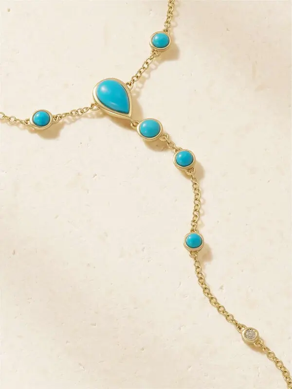 Shay 18-karat Gold, Turquoise And Diamond Hand Bracelet