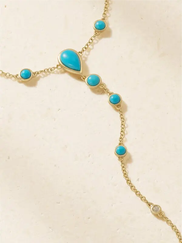 Shay 18-karat Gold, Turquoise And Diamond Hand Bracelet
