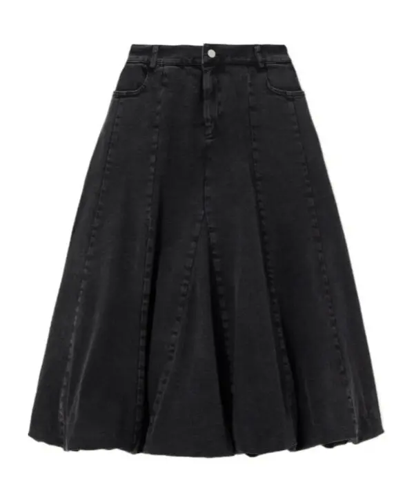 Sea Patchwork Denim Mid-length Skirt