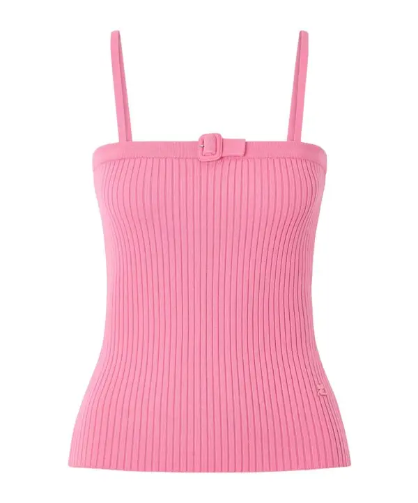 COURREGES Buckled Ribbed-knit Tank - No