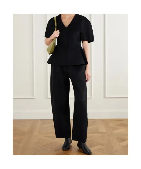 LISA YANG Double V-neck Peplum Top