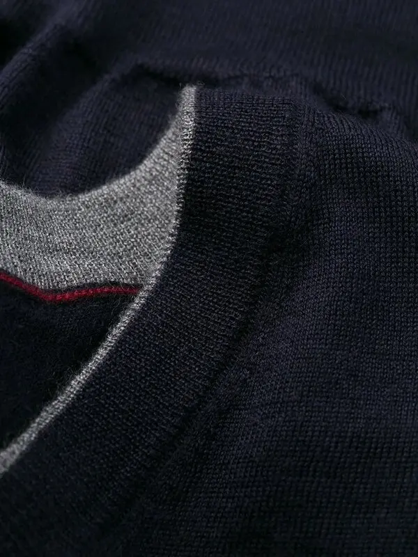 Brunello Cucinelli Ribbed-knit V-neck Jumper - Black