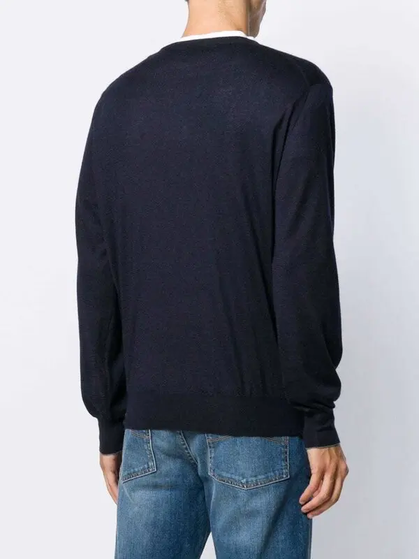 Brunello Cucinelli Ribbed-knit V-neck Jumper - Black