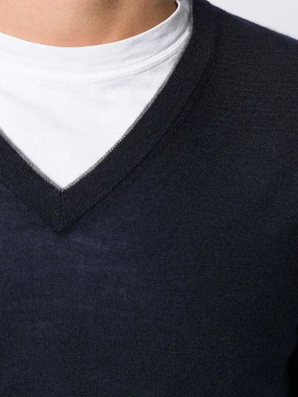 Brunello Cucinelli Ribbed-knit V-neck Jumper - Black