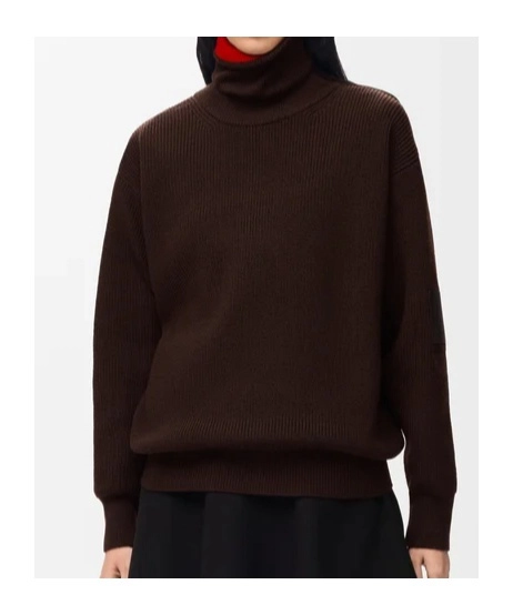 Loewe Zip-neck Patch Knitted Sweater - Brown