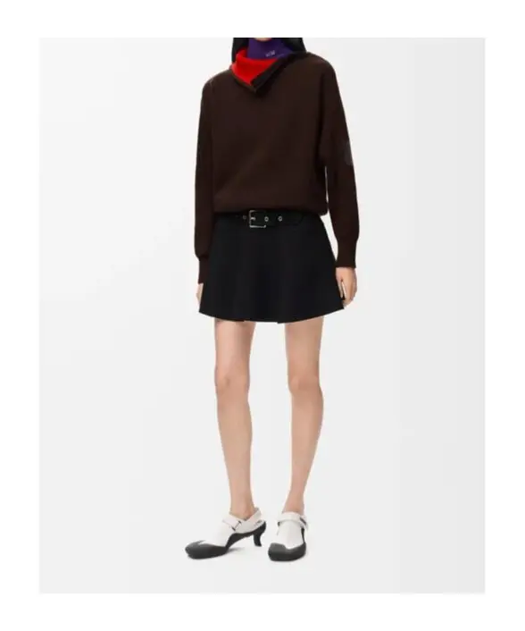 Loewe Zip-neck Patch Knitted Sweater - Brown
