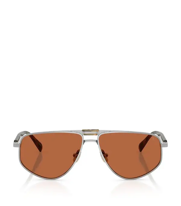 Brunello Cucinelli Titanium Dike Aviator Sunglasses - Clear