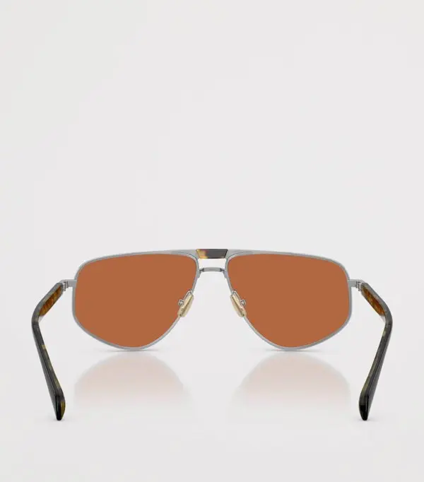 Brunello Cucinelli Titanium Dike Aviator Sunglasses - Clear