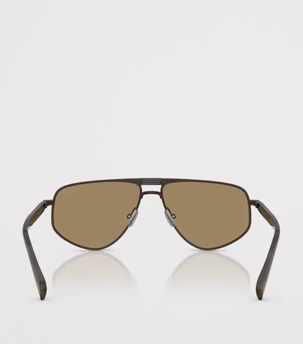 Brunello Cucinelli Titanium Dike Aviator Sunglasses