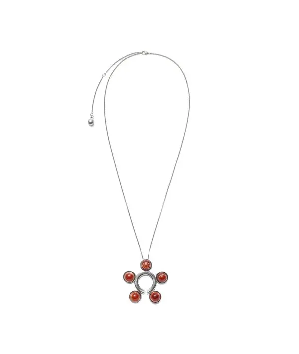 LEMAIRE Circular Multi-disc Pendant Necklace - Silver/red