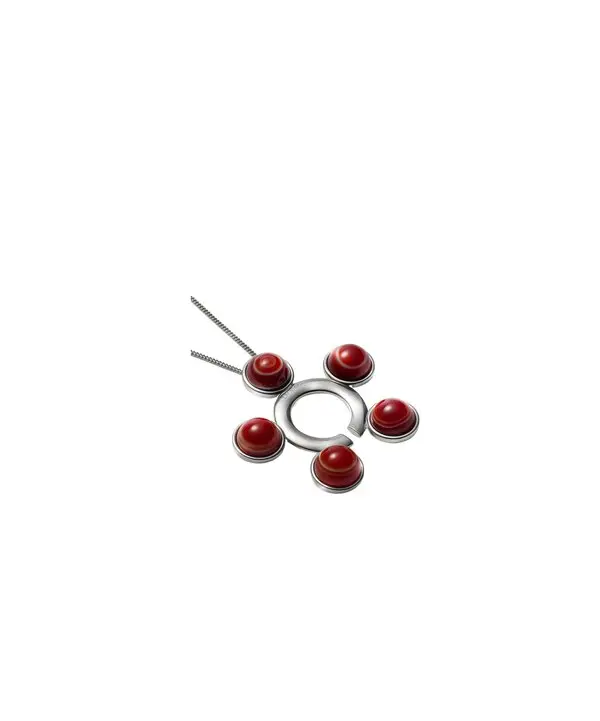 LEMAIRE Circular Multi-disc Pendant Necklace - Silver/red