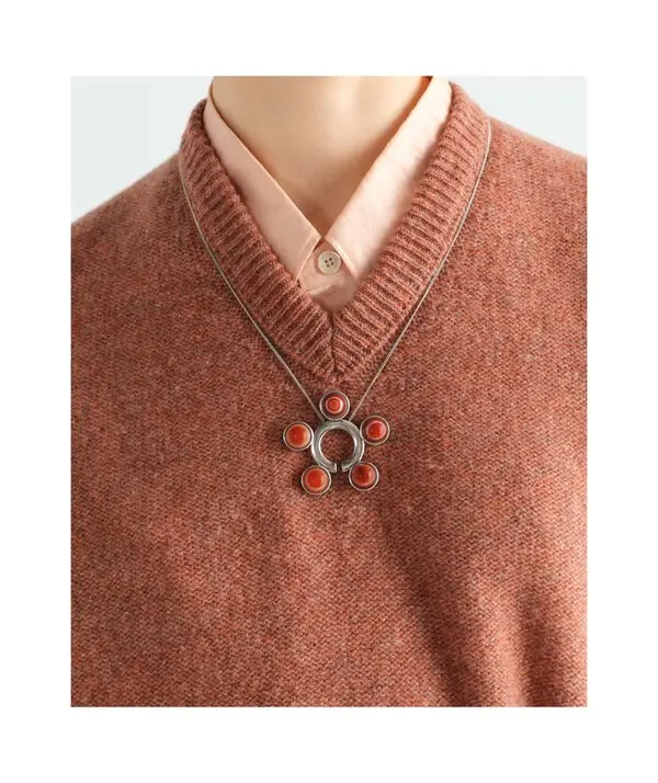 LEMAIRE Circular Multi-disc Pendant Necklace - Silver/red