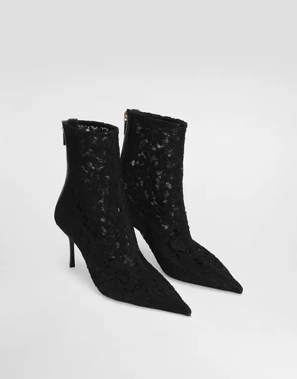 Dolce & Gabbana Dolce Gabbana Pointed Toe Lace Ankle Boots