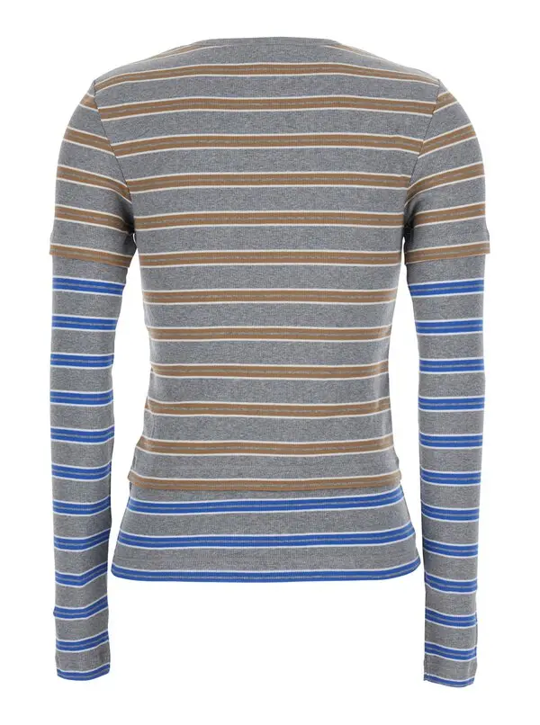 GANNI Double Layer Striped Long Sleeve Top