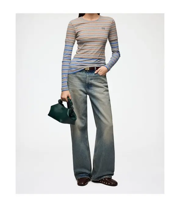 GANNI Double Layer Striped Long Sleeve Top