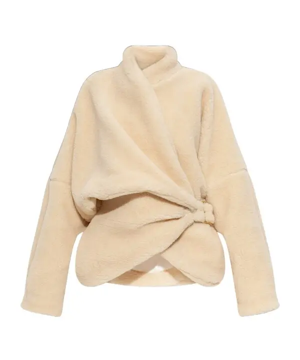 DARKPARK Cindy Wrap Shearling Coat - Ivory