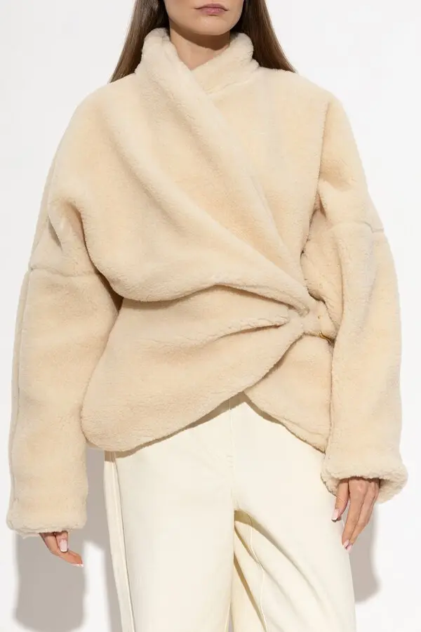 DARKPARK Cindy Wrap Shearling Coat - Off White