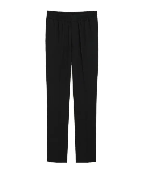 AMI Paris Elasticated Waistband Straight Leg Trousers - Black