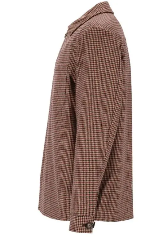 Eleventy Houndstooth Overshirt Jacket - Dark Brown