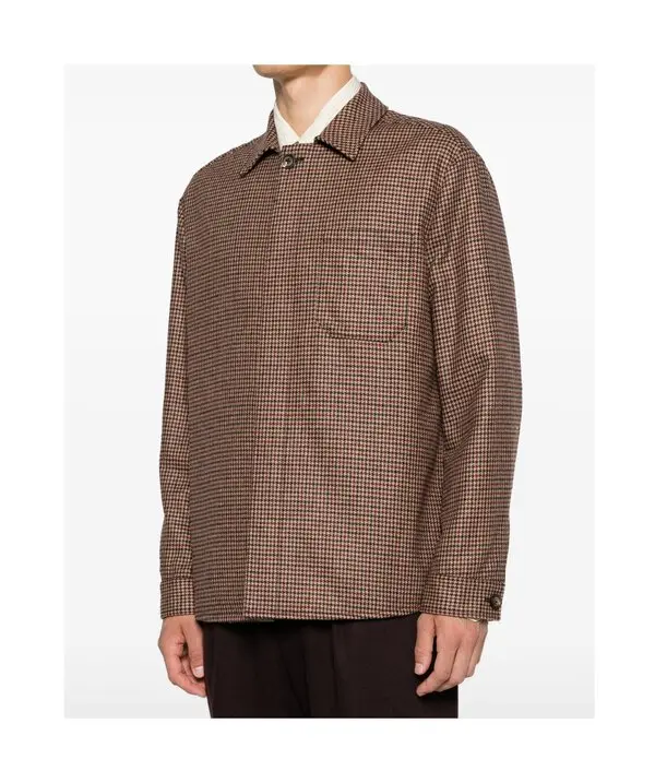 Eleventy Houndstooth Overshirt Jacket - Dark Brown