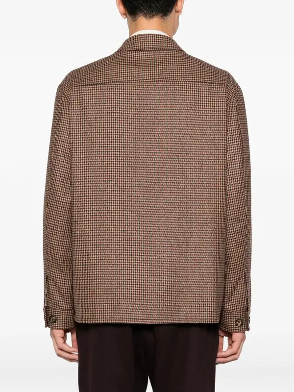 Eleventy Houndstooth Overshirt Jacket - Dark Brown