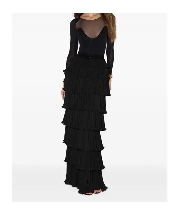 Elisabetta Franchi Stretch Jersey And Tulle Bodysuit