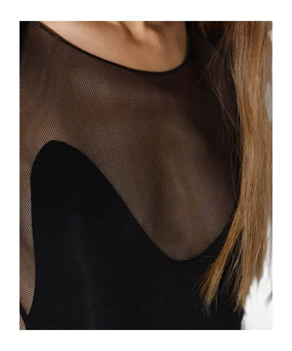 Elisabetta Franchi Stretch Jersey And Tulle Bodysuit