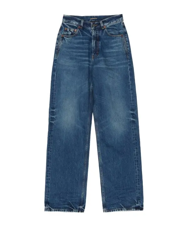 Saint Laurent Logo Patch Straight Leg Jeans