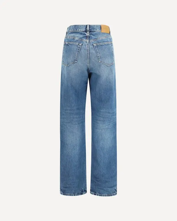 Saint Laurent Logo Patch Straight Leg Jeans