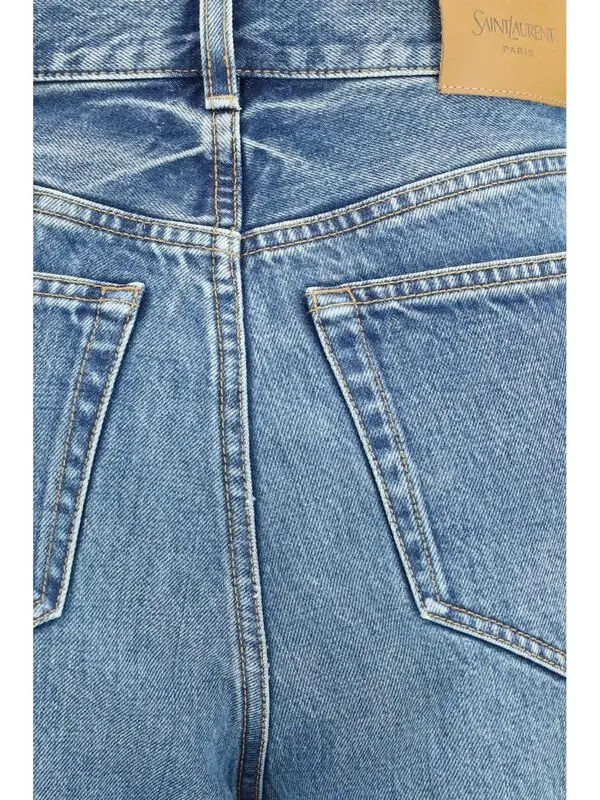 Saint Laurent Logo Patch Straight Leg Jeans