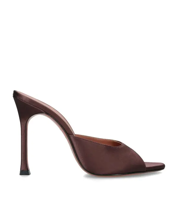 Amina Muaddi Satin Alexa Heeled Mules 105 - Brown