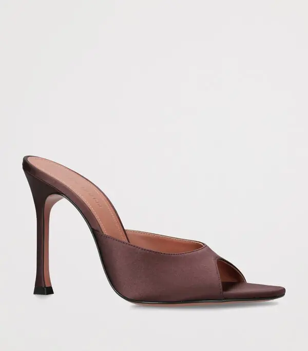 Amina Muaddi Satin Alexa Heeled Mules 105 - Brown