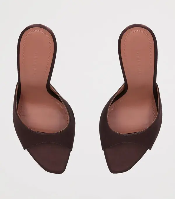 Amina Muaddi Satin Alexa Heeled Mules 105 - Brown