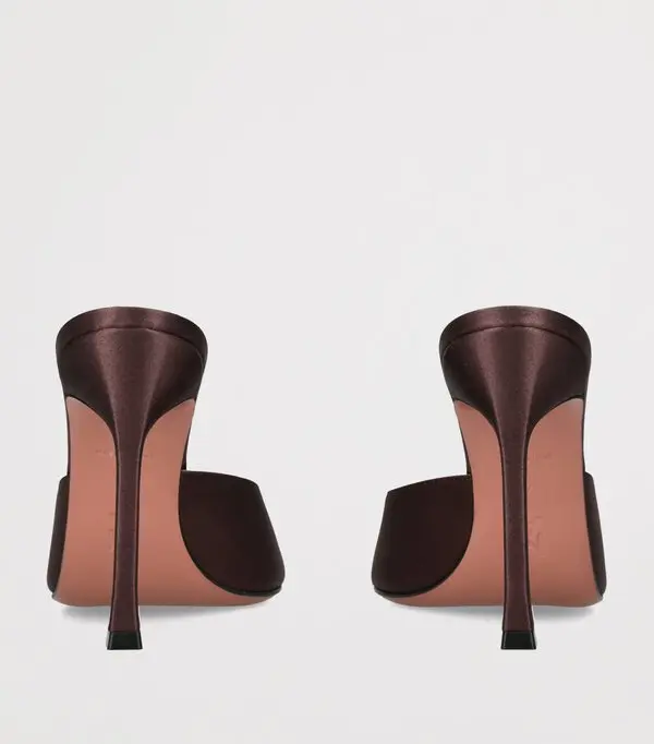 Amina Muaddi Satin Alexa Heeled Mules 105 - Brown