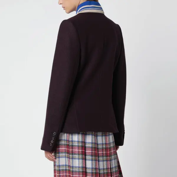 Dries Van Noten Aubergine Jacket With Striped Shawl Collar
