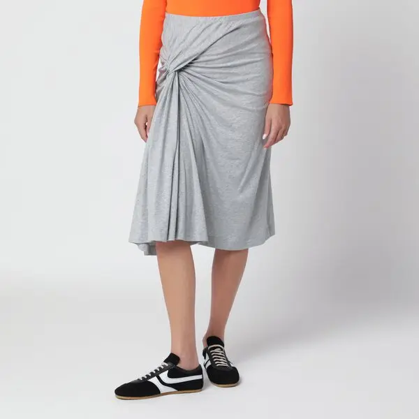 Dries Van Noten Mélange Skirt With Draped Detail - Grey