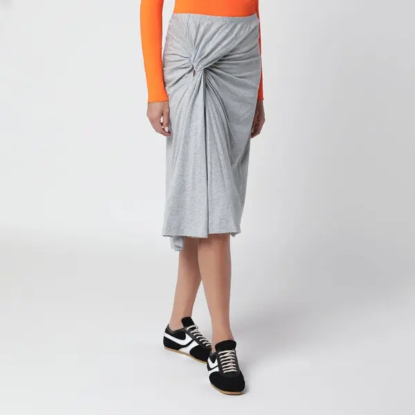 Dries Van Noten Mélange Skirt With Draped Detail - Grey