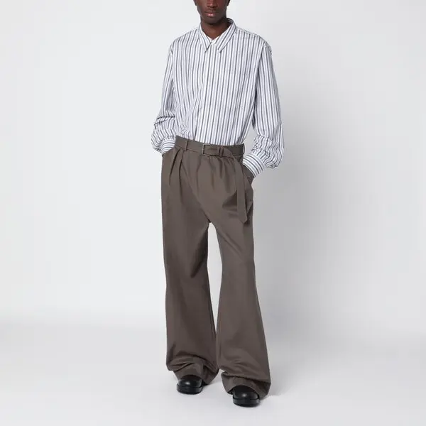 Dries Van Noten Khaki Wide-leg Cotton Trousers