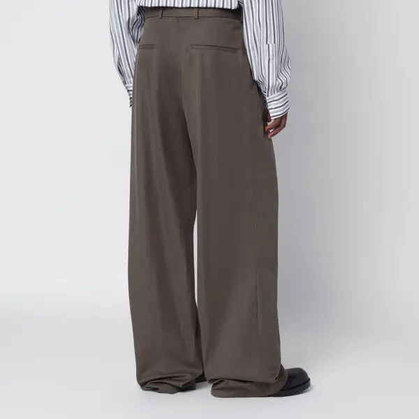 Dries Van Noten Khaki Wide-leg Cotton Trousers